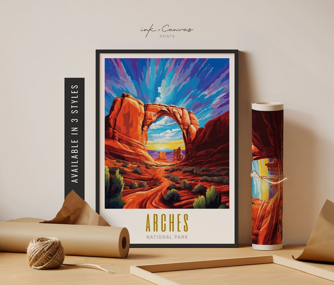 Arches National Park Poster Canyon Wall Art Arches National Park Art ...