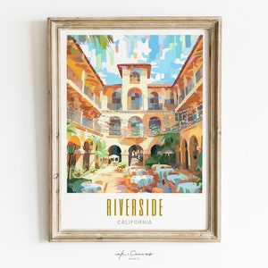 Riverside California Travel Poster Mission Inn Hotel Riverside Art ...