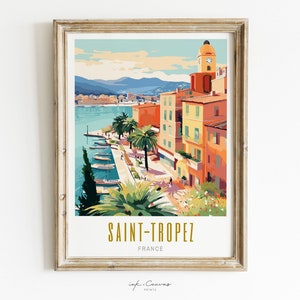 Saint Tropez Print Old Town St. Tropez Wall Art Saint-tropez Poster France Travel Poster French ...