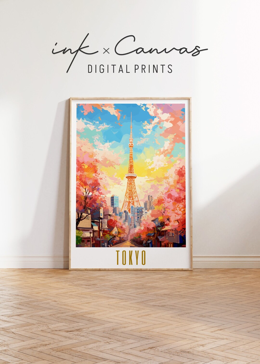 Tokyo Travel Poster Japan Travel Print Tokyo Poster Cherry - Etsy
