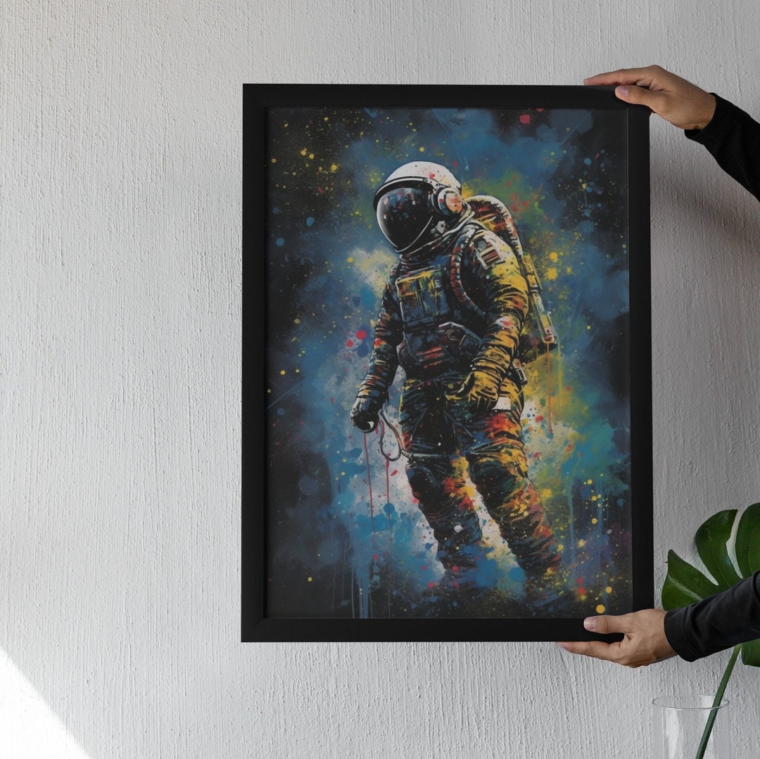 Space Wall Art, Banksy Wall Art, Astronaut Print, Space Decor, Space ...