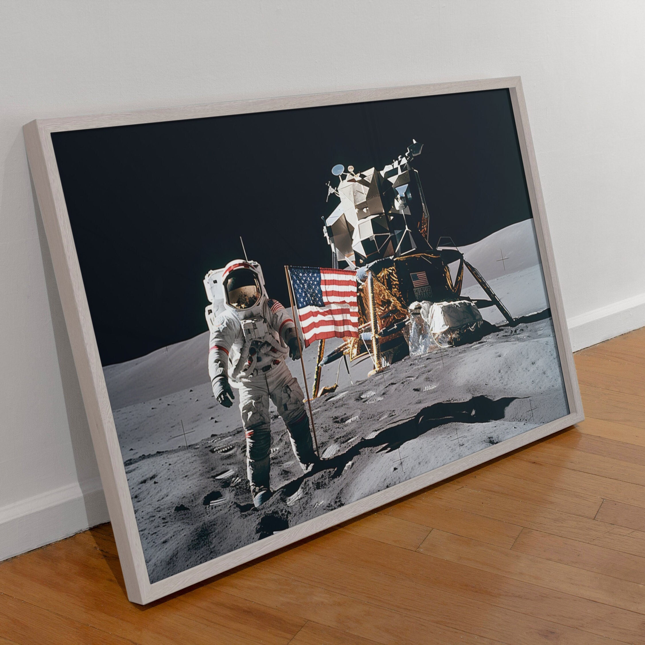 Vintage Moon Landing Poster 1970s Astronauts on Lunar Surface ...