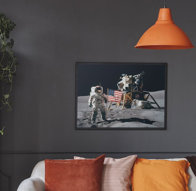 Vintage Moon Landing Poster 1970s Astronauts on Lunar Surface ...