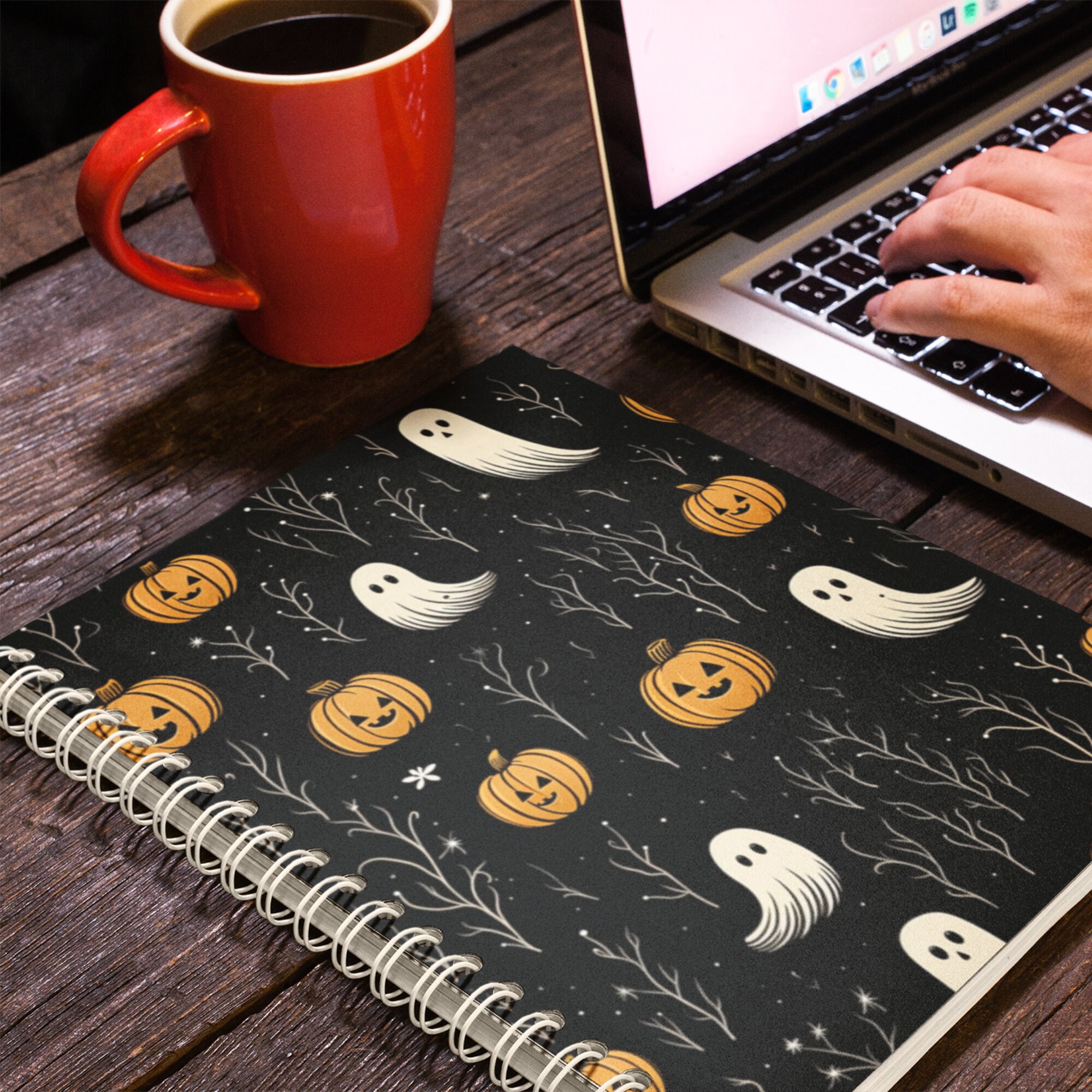 Vintage Halloween Spiral Notebook: Ghosts, Pumpkins, Cats & Witches ...