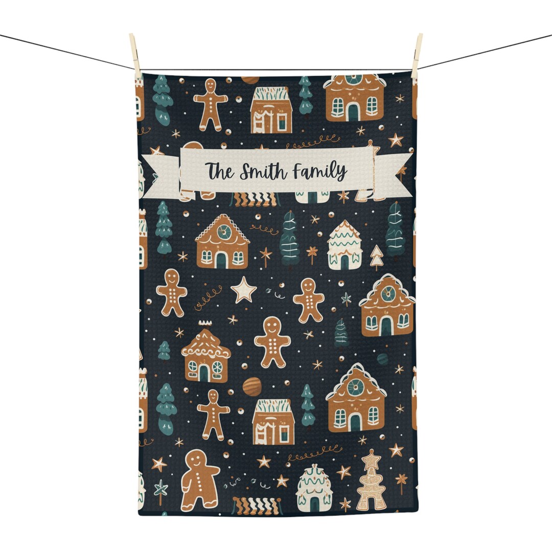 Personalized Gingerbread Wonderland Tea Towel, Christmas Tea Towel ...