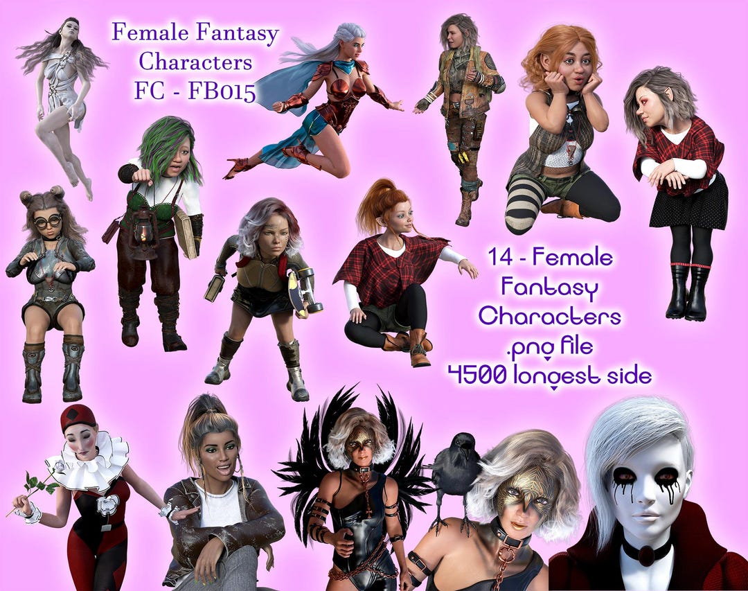 Printable Fable Fantasy Art Figures, Sticker Art, Digital Product, 14 ...