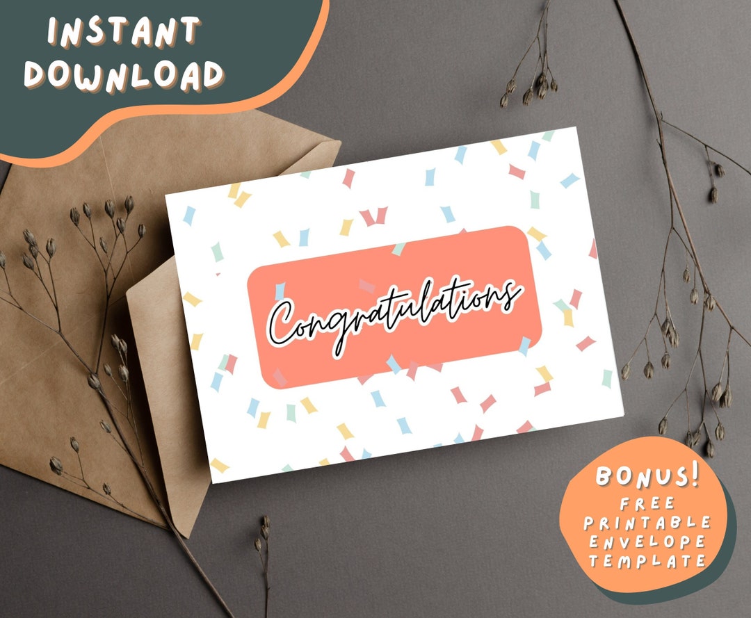 Instant Download Congratulations Card Digital Congrats Card - Etsy