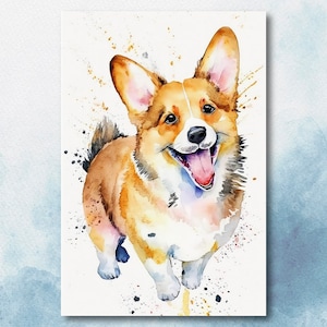 Corgi Dog Watercolor Print Cute Pet Keepsake Wall Art Dog Lover Gift ...