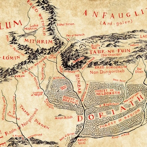 Beleriand Silmarillion Map Art Print, Vintage Fantasy World Poster ...