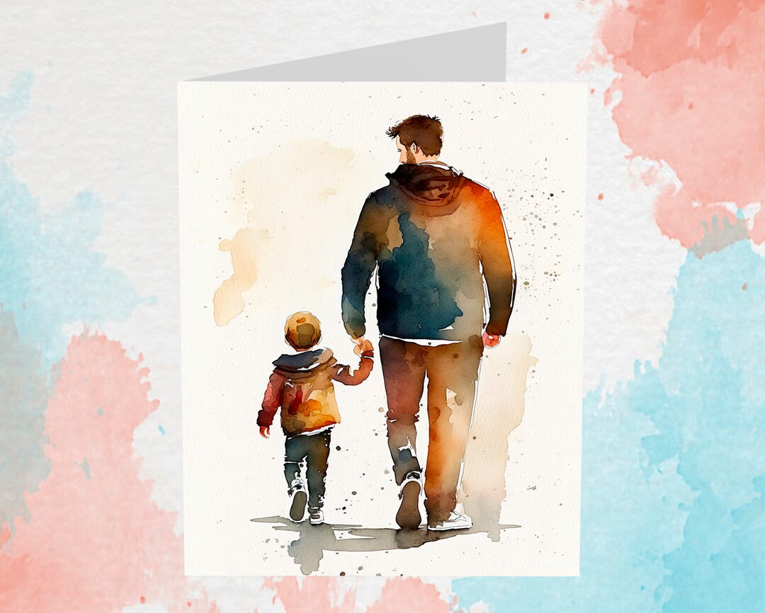 Watercolor Fathers Day Card Dad Gift for Him Daddy Father's Day Gift ...
