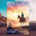 Cowboy Sunset Art Print Americana Watercolor Painting Rodeo Poster or ...