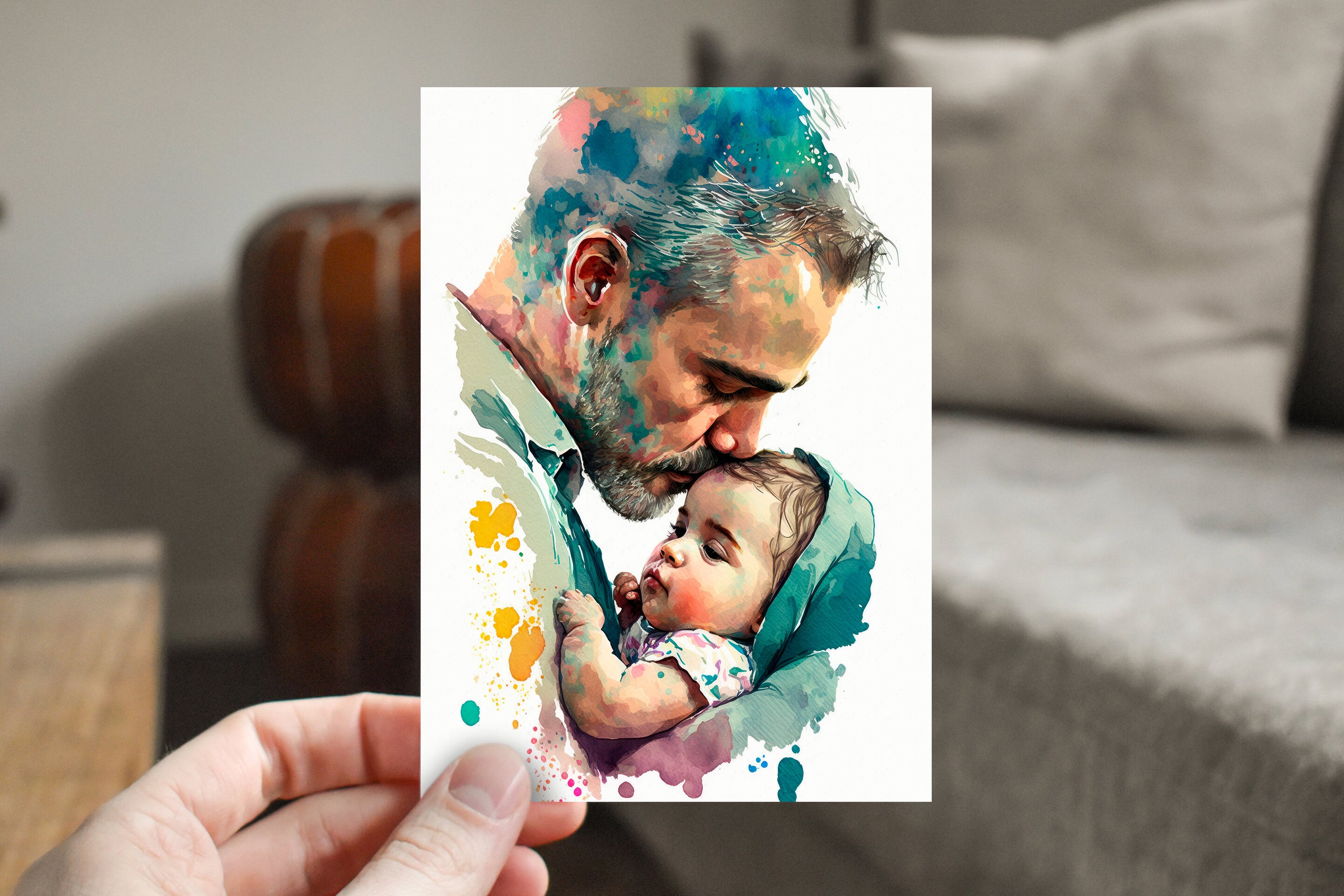 Watercolor Fathers Day Card Dad Gift for Him Daddy - Etsy