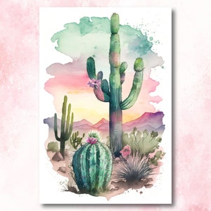 Desert Saguaro Cactus Sunset Wall Art Print Southwest Sonoran ...