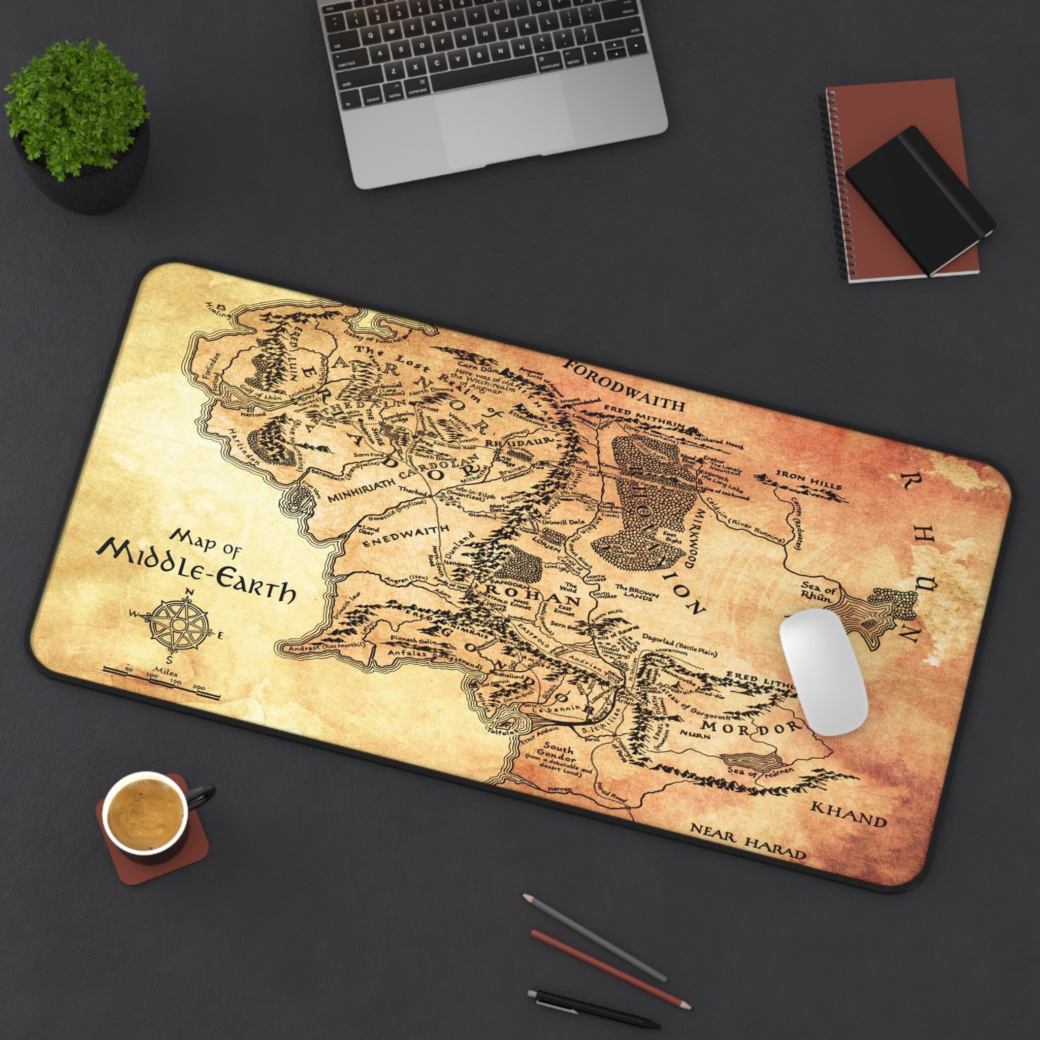 Lord Of The Rings Middle Earth Map Desk Mat, LOTR Designed & Sold By ...