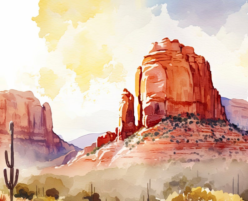 Golden Hour Sedona Wall Art - Amber Desert Sunset Print - Warm Glow Red ...