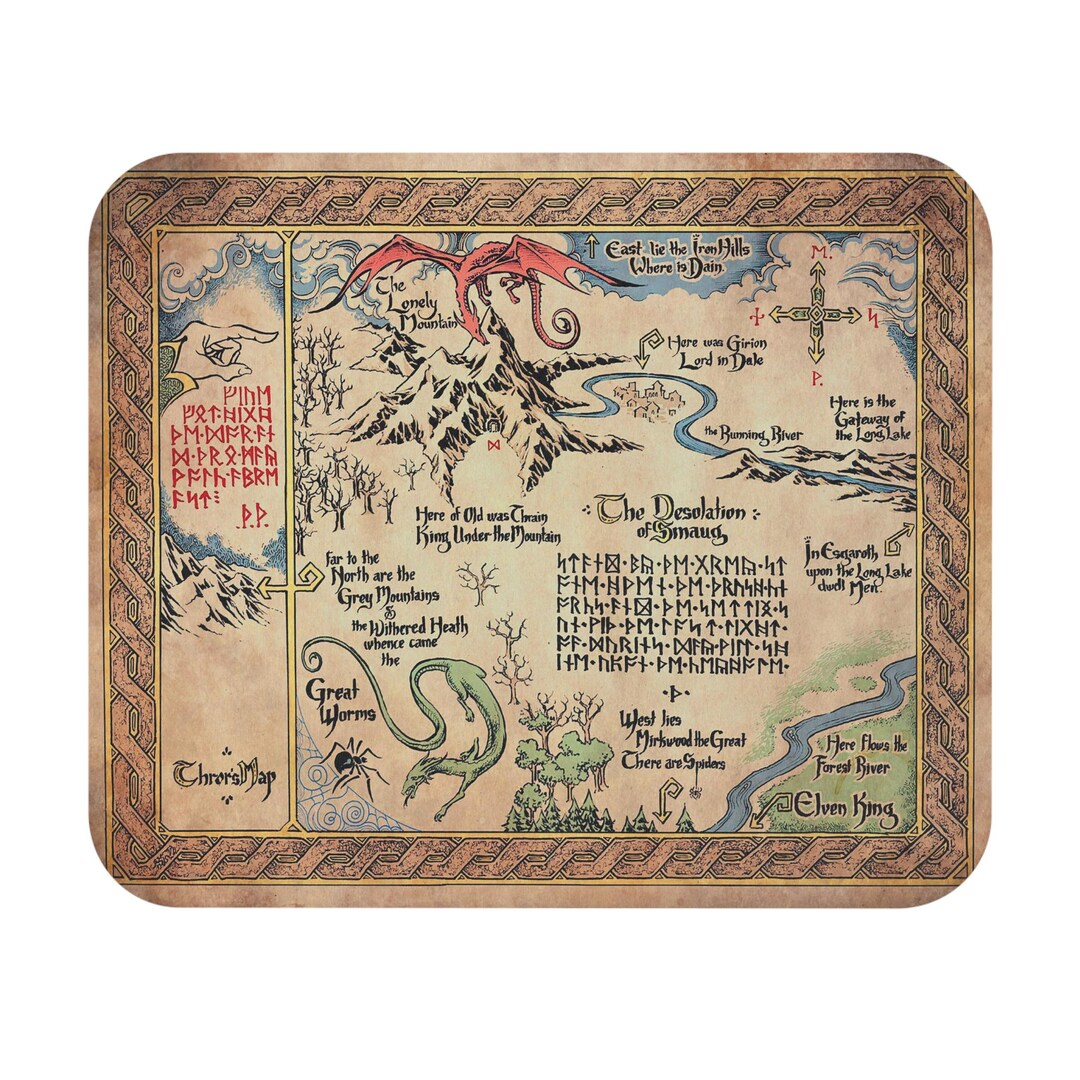 Hobbit Map Tolkien Mouse Pad, Fantasy Adventure Mousepad, Nerdy Bookish ...