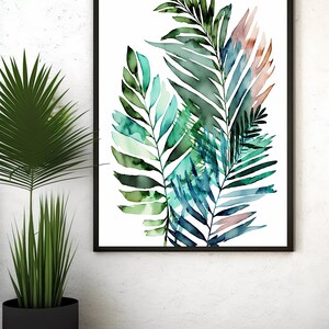 Palm Leaf Watercolor Print Botanical Nature Wall Art Palm Frond Plant ...