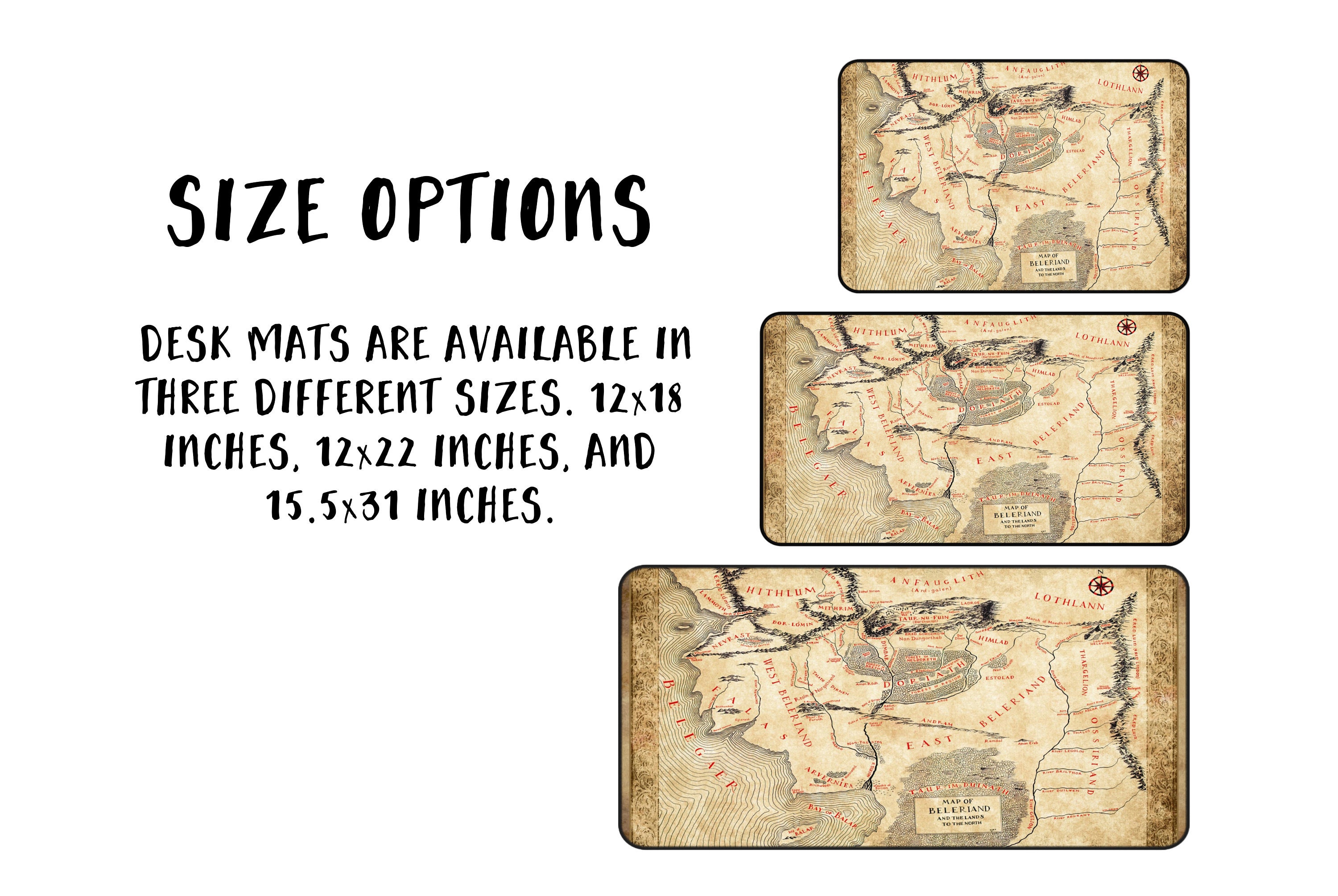 Lord of the Rings Middle Earth Map Desk Mat Mouse Pad, LOTR sold by ...