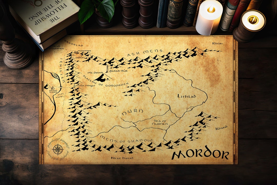 Mordor Map Art Print, Vintage Fantasy World Poster, Epic Adventure Wall ...