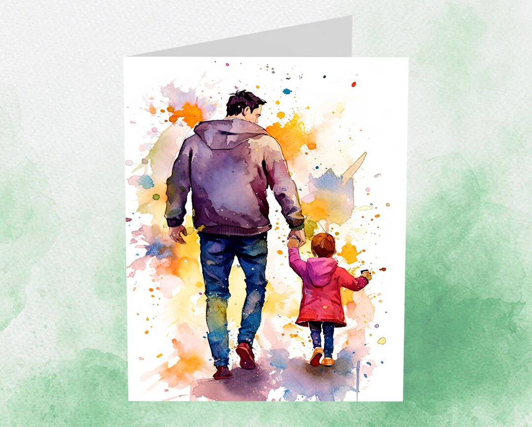 Watercolor Fathers Day Card Dad Gift for Him Daddy Father's Day Gift ...