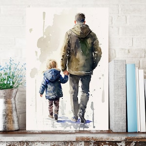 Father Son Watercolor Painting Fathers Day Gift for Him Print Cute Dad ...