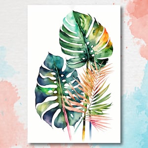 Palm Leaf Watercolor Print Botanical Nature Wall Art Palm Frond Plant ...