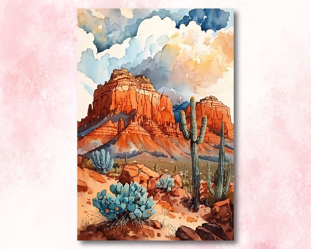 Watercolor Sedona Print Arizona Southwest Wall Art Landscape Art Gift ...