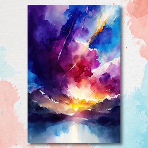 Nature Inspired Abstract Sunset Wall Art Print Minimalist Painting ...