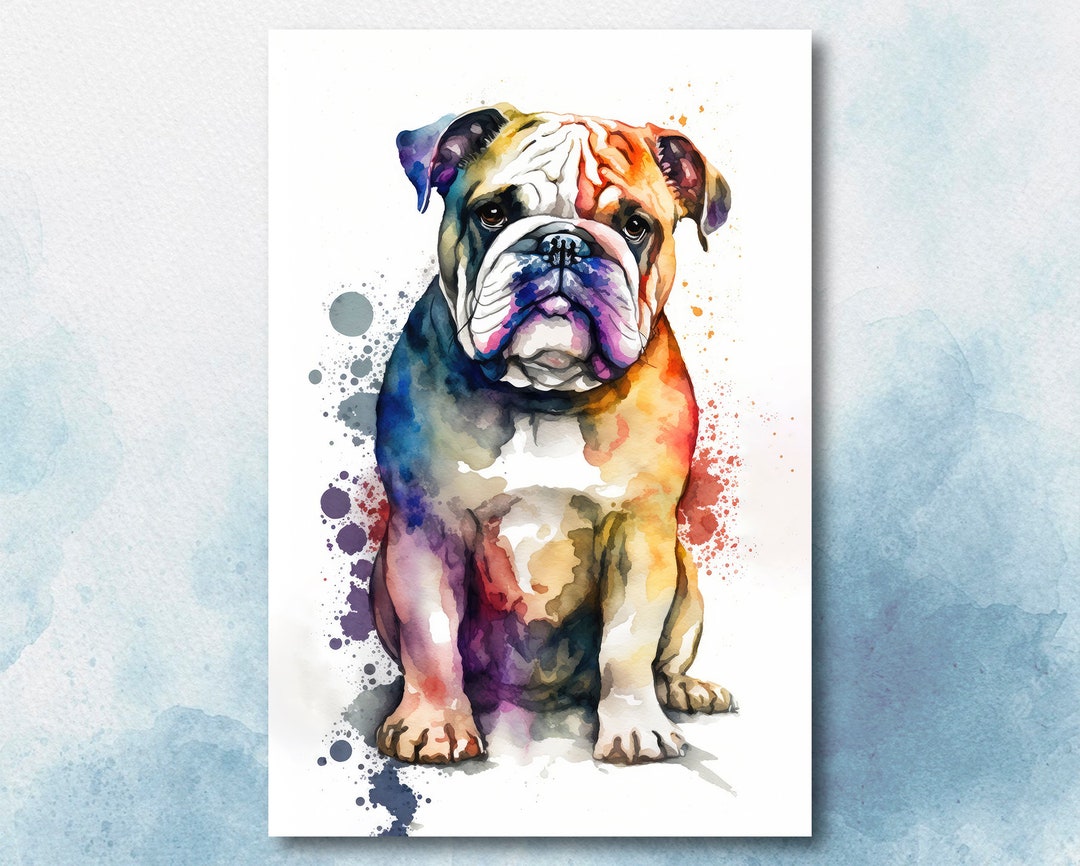 English Bulldog Art Pet Portrait Print Cute Pet Keepsake Dog Wall Art ...