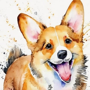 Corgi Dog Watercolor Print Cute Pet Keepsake Wall Art Dog Lover Gift ...