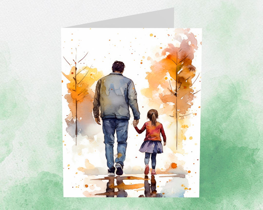 Watercolor Fathers Day Card Dad Gift for Him Daddy Father's Day Gift ...