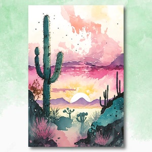 Desert Saguaro Cactus Sunset Wall Art Print Southwest Sonoran ...