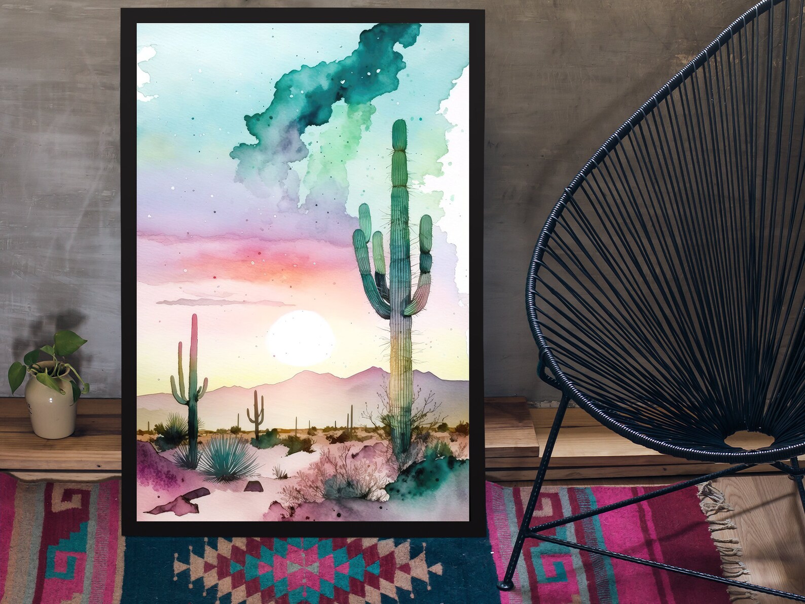 Desert Saguaro Cactus Sunset Wall Art Print Southwest Sonoran ...