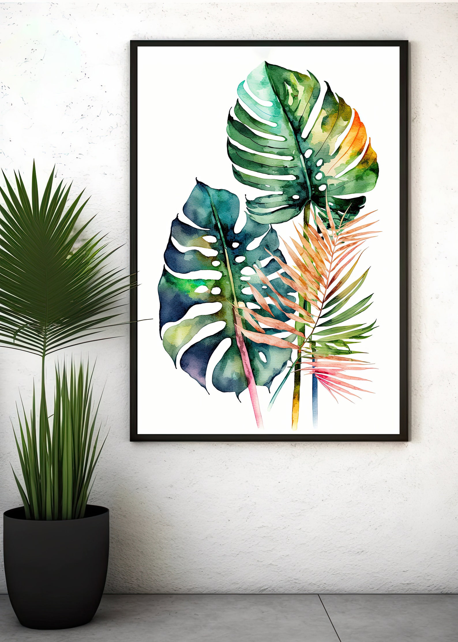 Palm Leaf Watercolor Print Botanical Nature Wall Art Palm Frond Plant ...