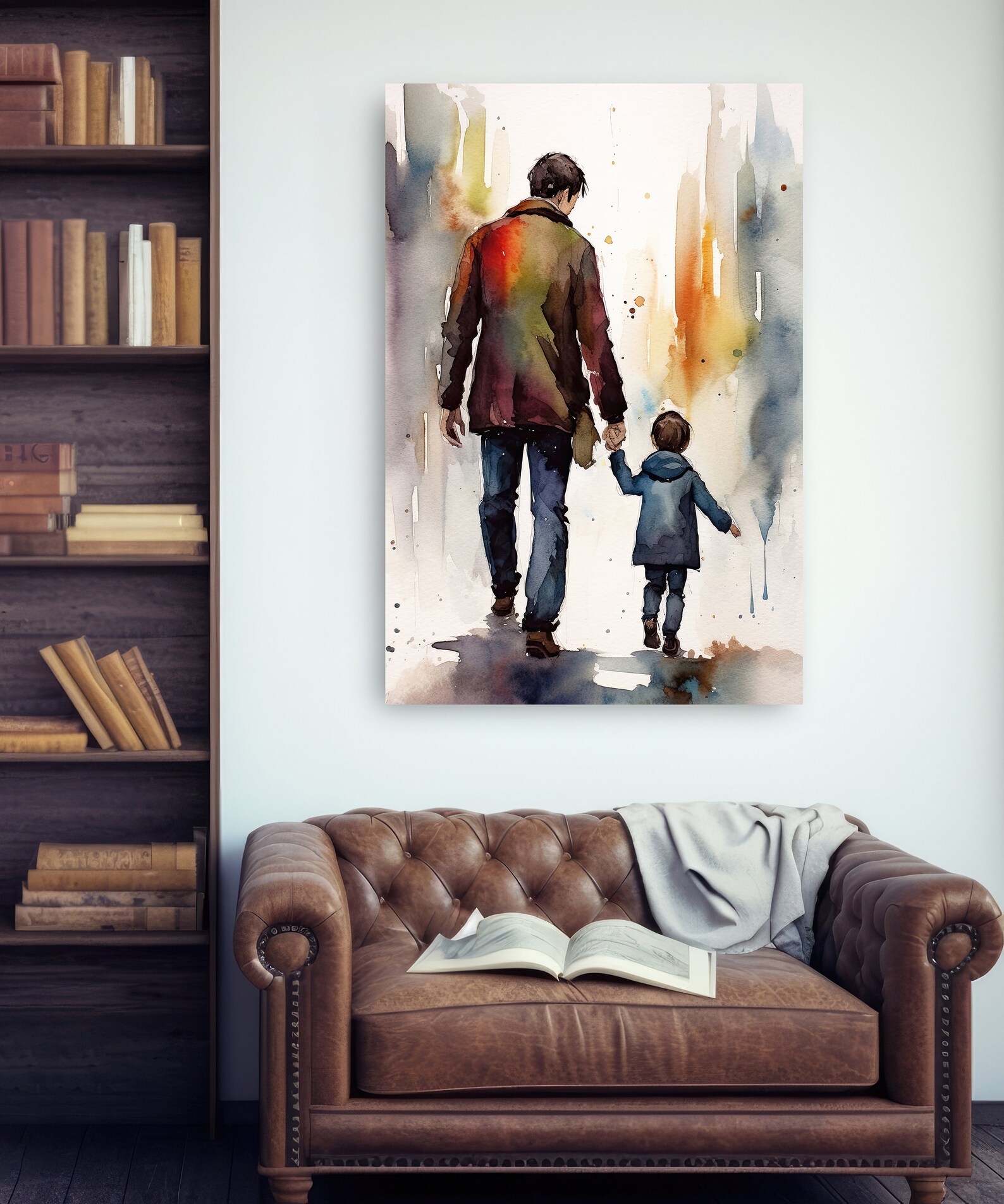 Father Son Watercolor Painting Fathers Day Gift for Him Print Cute Dad ...
