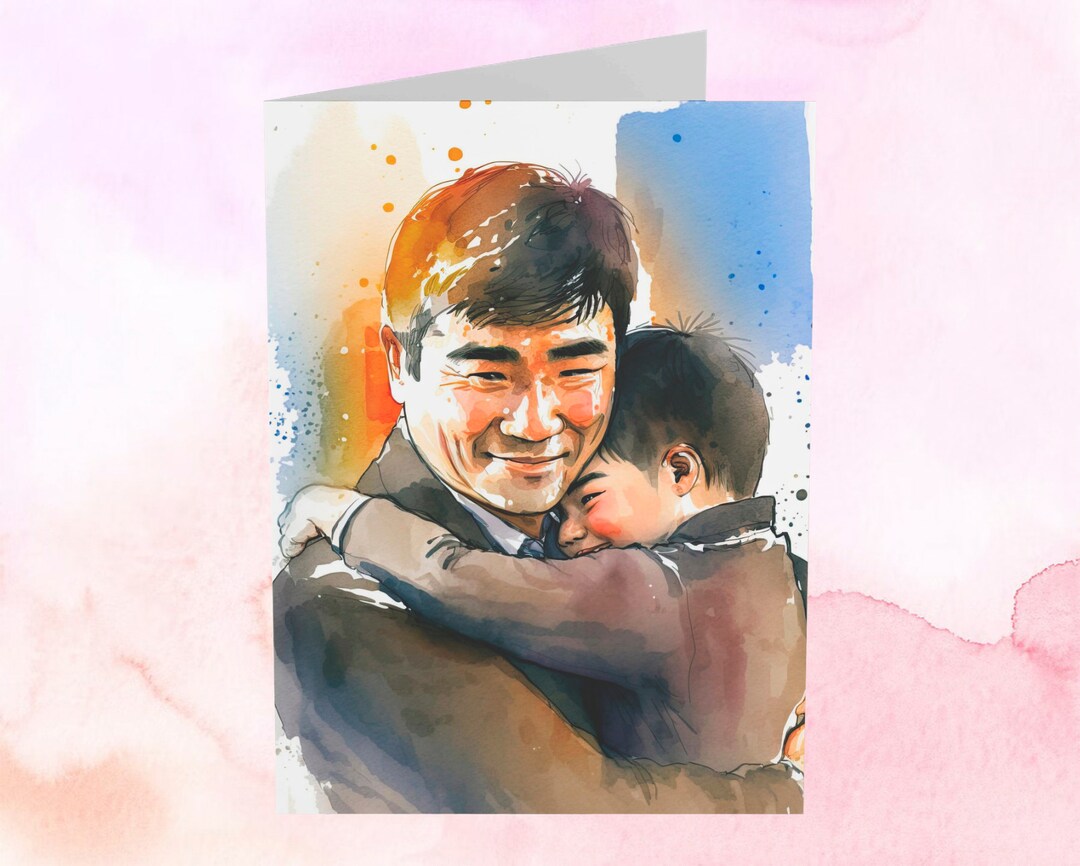 Asian American Fathers Day Card Watercolor Dad Gift for Him Daddy ...