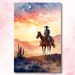 Cowboy Sunset Art Print Americana Watercolor Painting Rodeo Poster or ...