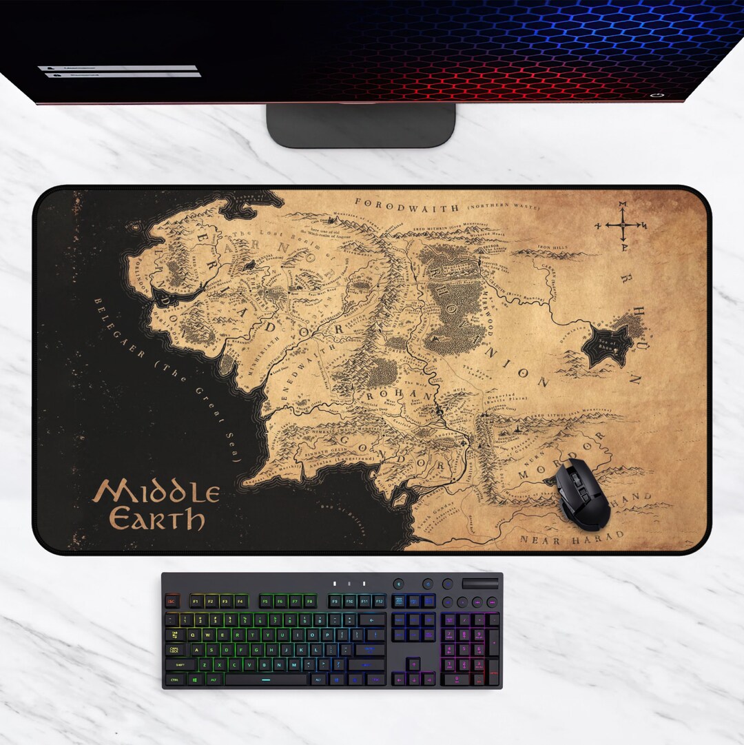 Lord of the Rings Middle Earth Map Desk Mat LOTR Mouse Pad - Etsy UK