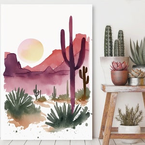 Desert Saguaro Cactus Sunset Wall Art Print Southwest Sonoran ...