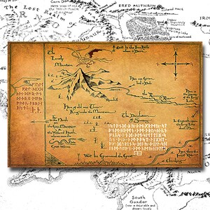 Thorin's Map Hobbit Map Art Print, Vintage Fantasy World Poster, Epic ...