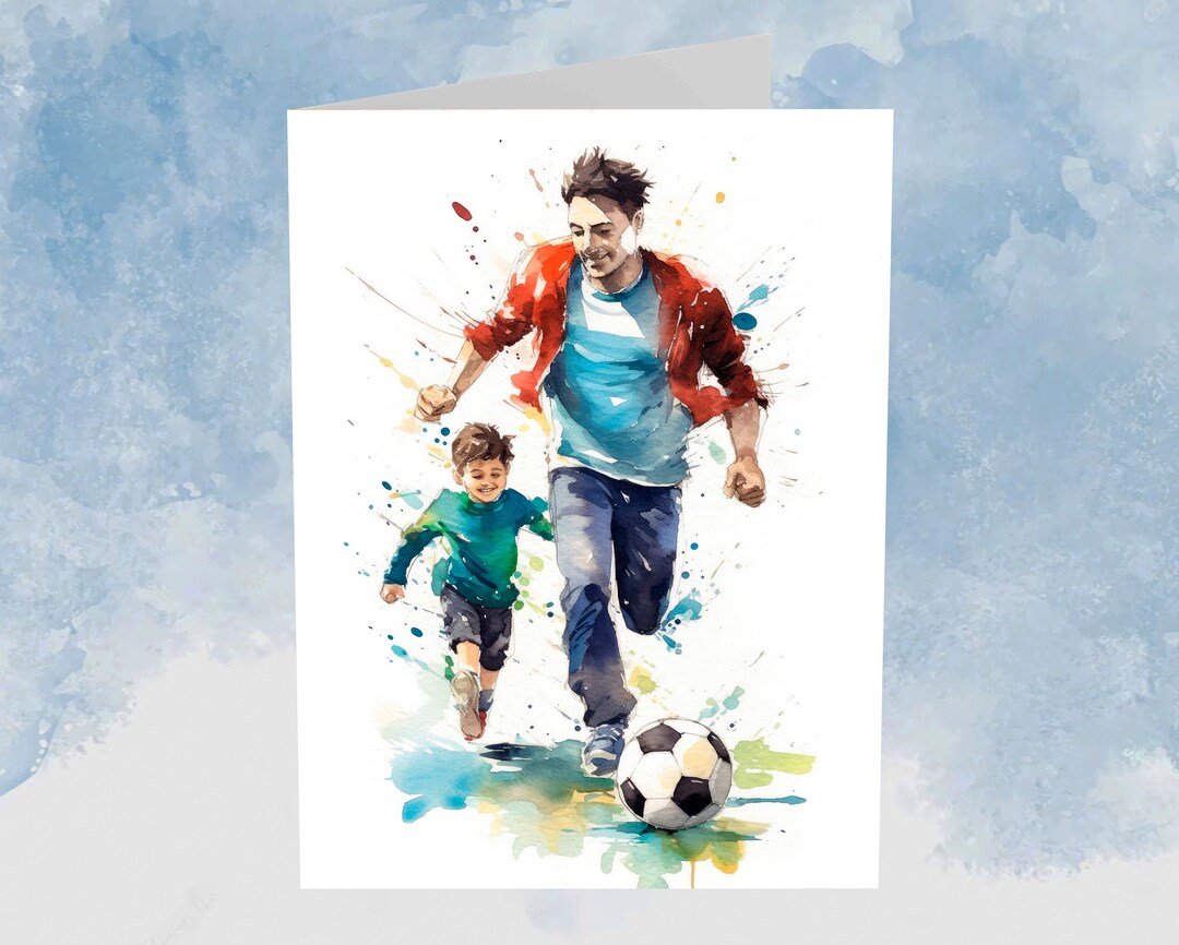 Watercolor Soccer Fathers Day Card Dad Gift for Him Daddy Father's Day ...