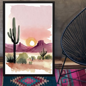 Boho Desert Sunset Art - Terracotta Earth Tones Print - Bohemian ...