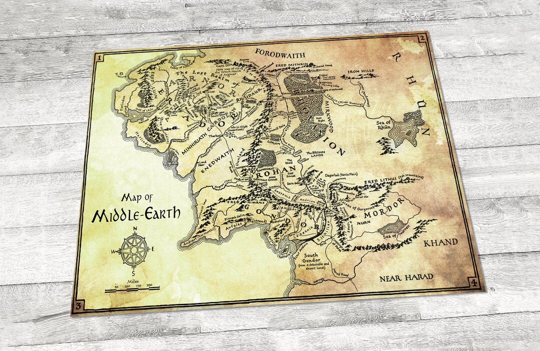 Tolkien Fantasy Earth Map Area Rug, Decorative Carpet Rug, Nerdy Gift ...