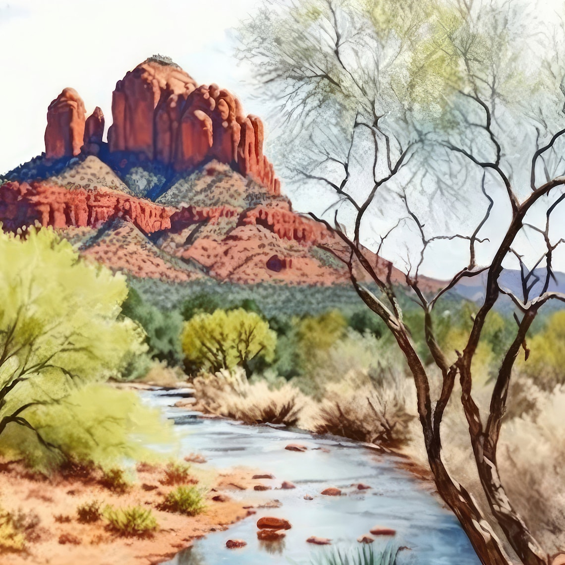 Watercolor Sedona Print Arizona Southwest Wall Art Landscape - Etsy