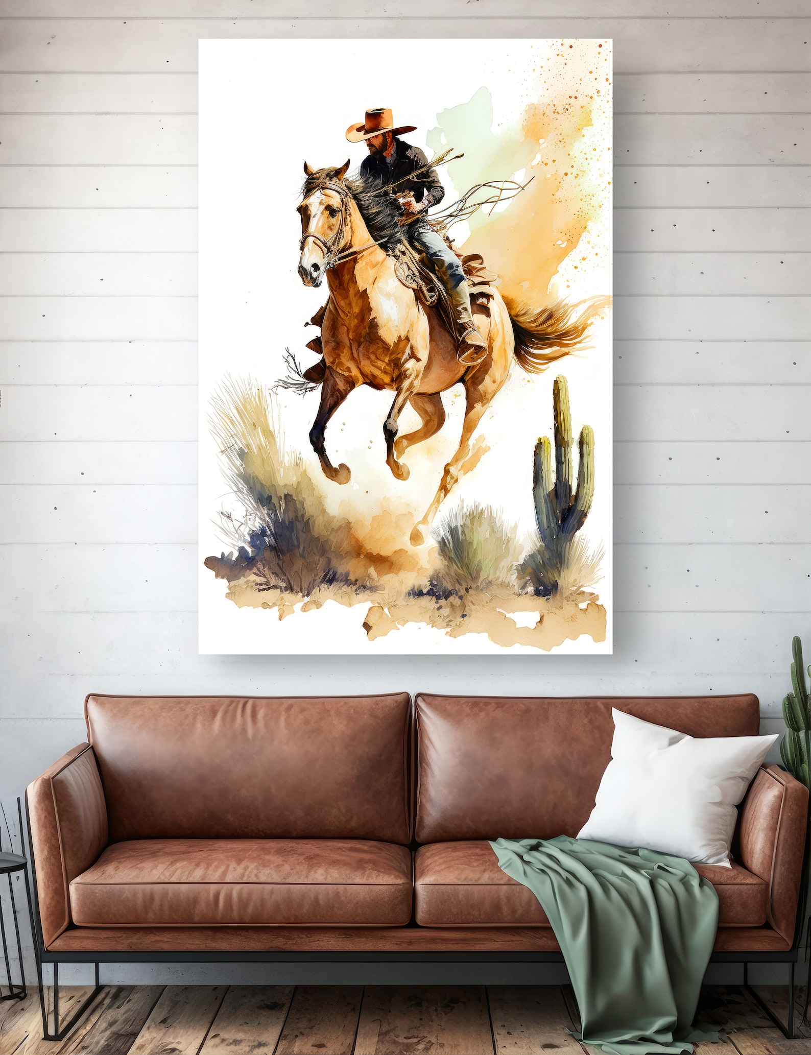 Western Cowboy Bronco Rodeo Poster or Canvas Art Horseback Riding Print ...