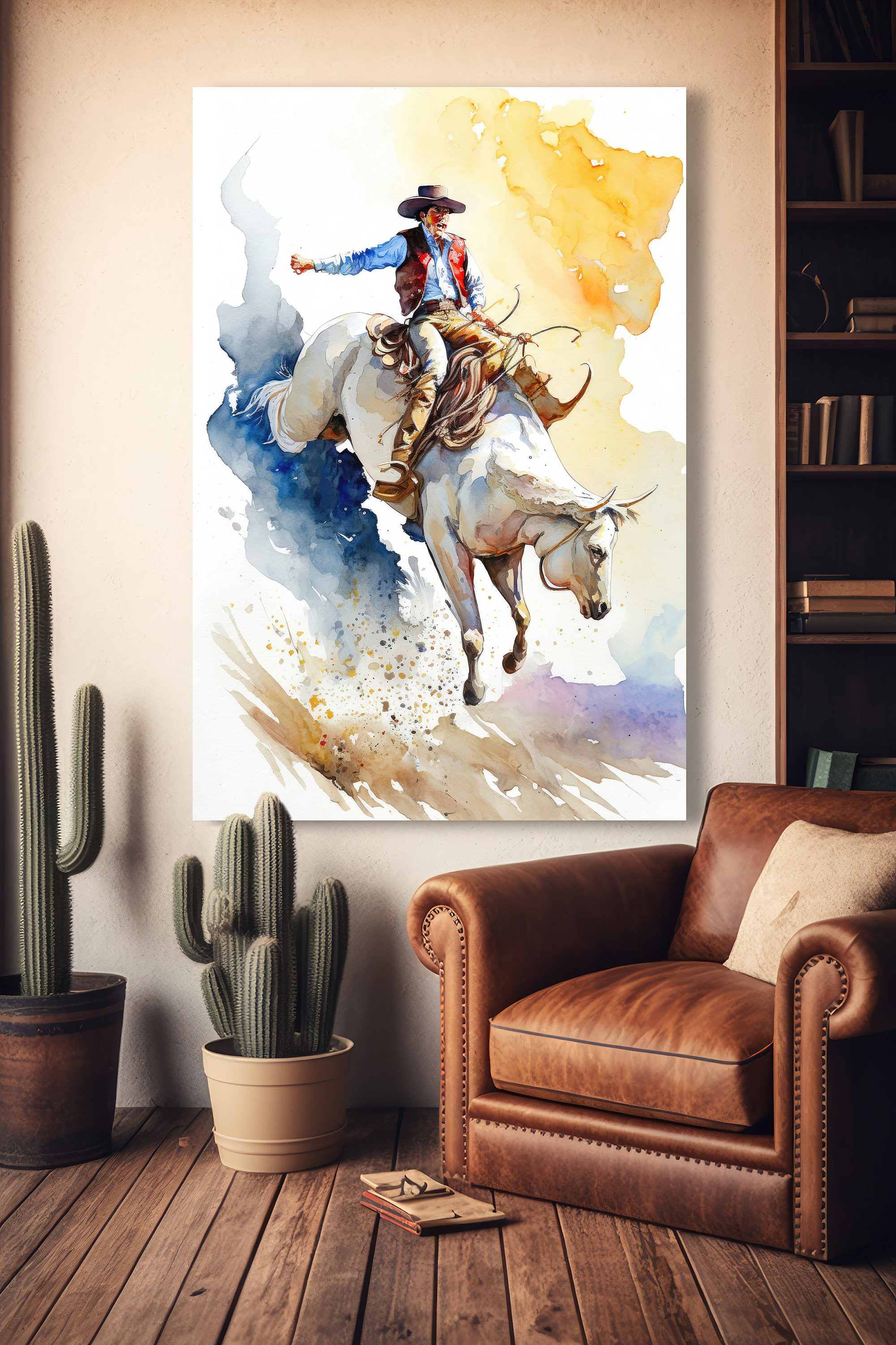 Western Cowboy Bull Riding Rodeo Poster or Canvas Art - Etsy