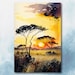 African Serengeti Sunset Wall Art Safari Print Africa Savanna ...