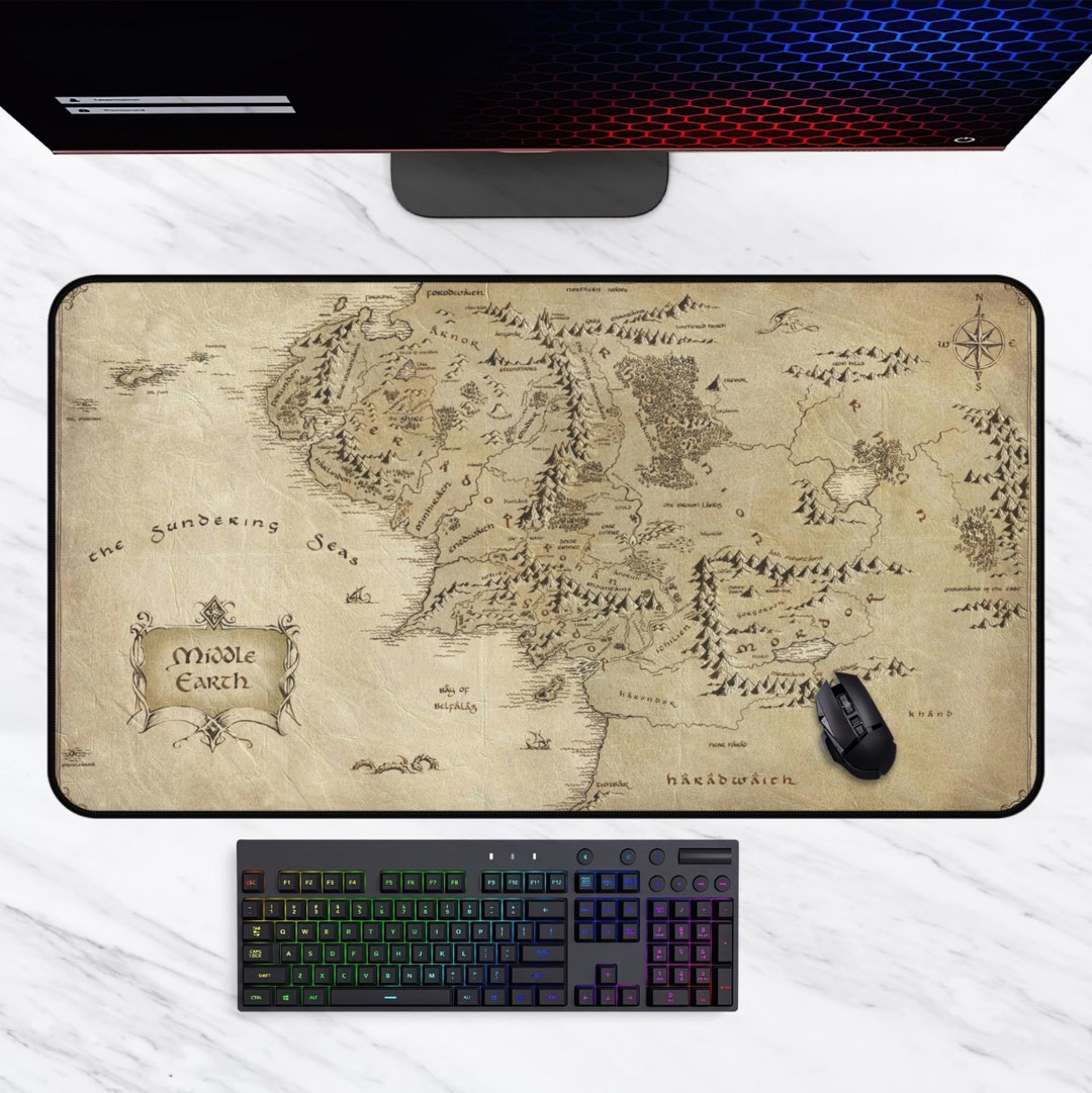 Tolkien Fantasy Map Desk Mat, Hobbit Adventure Mouse Pad Gifts, Nerdy ...