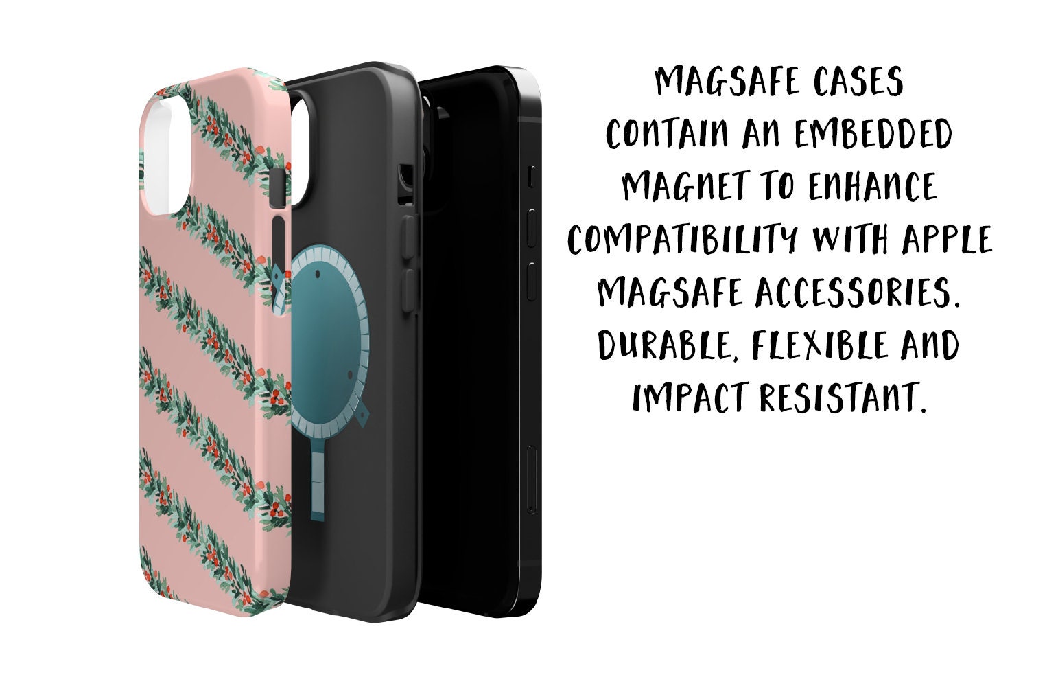 Christmas Garland iPhone Case 14 13 12 11 Pro XR, Winter Holiday Floral ...