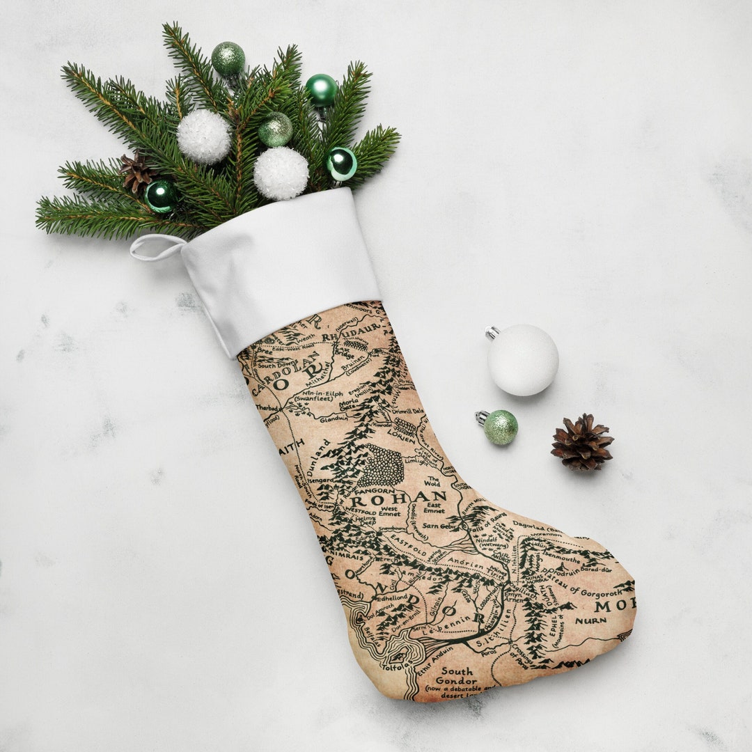 Middle Earth Map Christmas Stocking, Lord of the Rings Tolkien LOTR ...